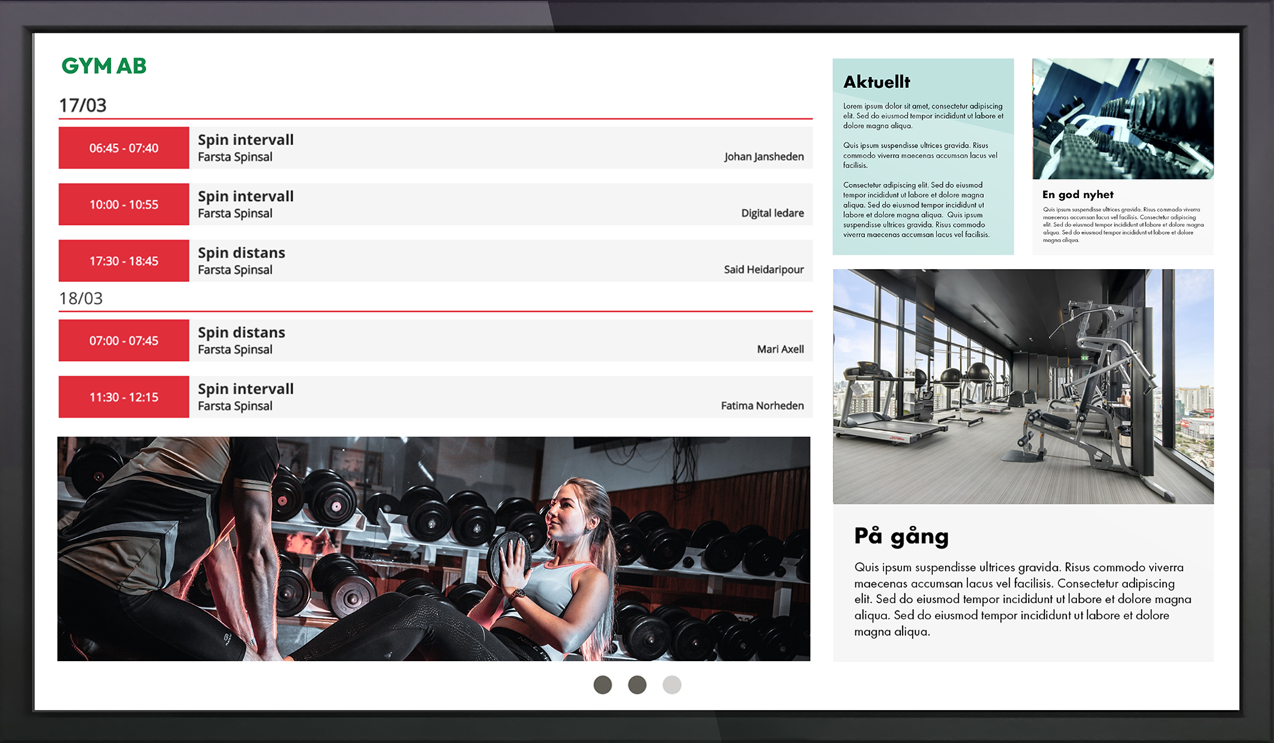 Digital signage for gyms